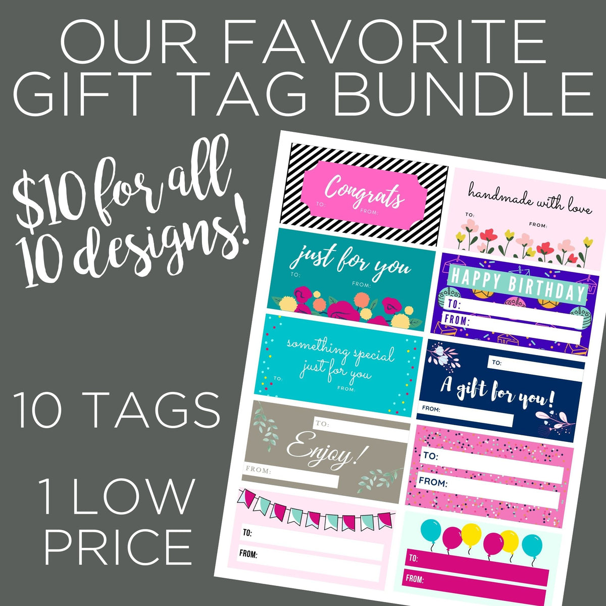 Set of 10 Gift Tags File – The Country Chic Cottage